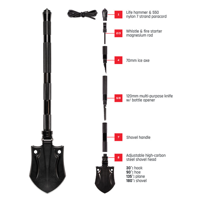 8-in-1 Survival Shovel Kit - Fox Outdoor